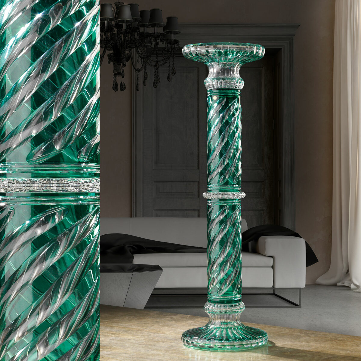 Doric-inspired CRYSTAL COLUMN IN CLEAR AND GREEN - Nuovacev handcrafted ...